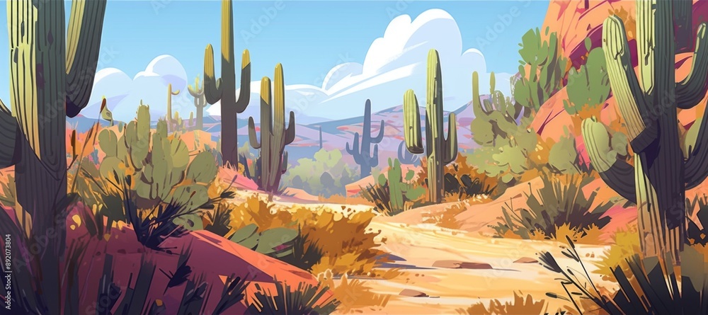 Arizona Desert Vista: A Mesmerizing Illustration of the Grand Desert ...