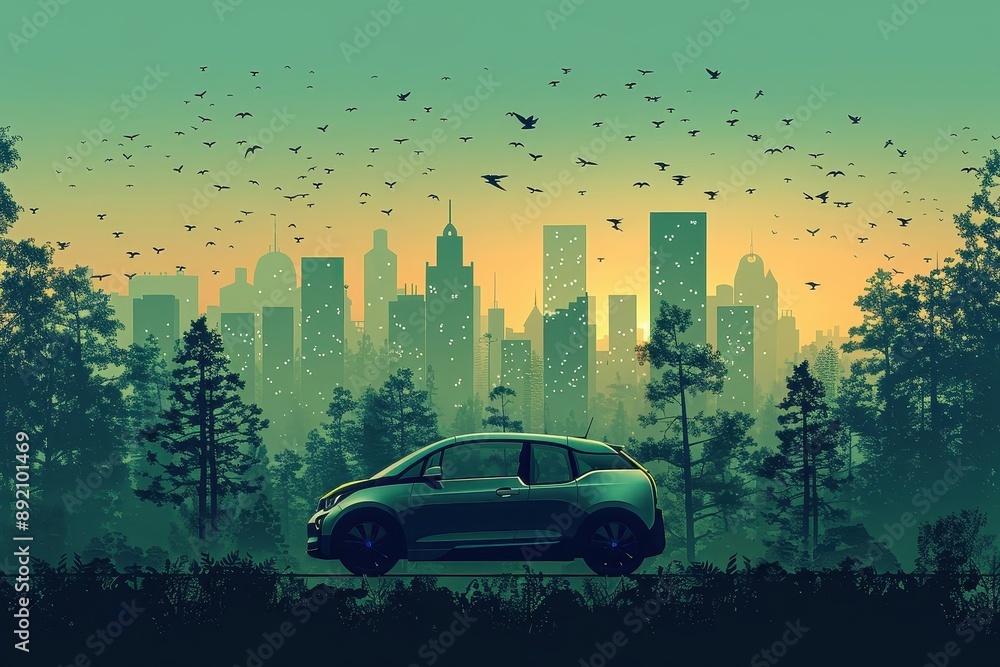 Depicts the eco-conscious design of an EV car and its positive impact ...