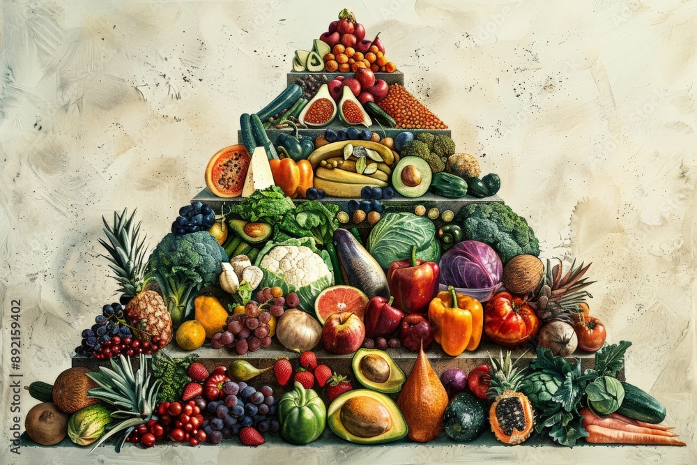 Super High Resolution of A colorful illustration of a food pyramid ...