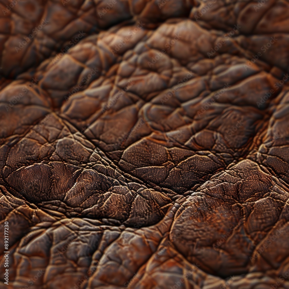 The image is of a leather surface with a brown color. The texture of ...