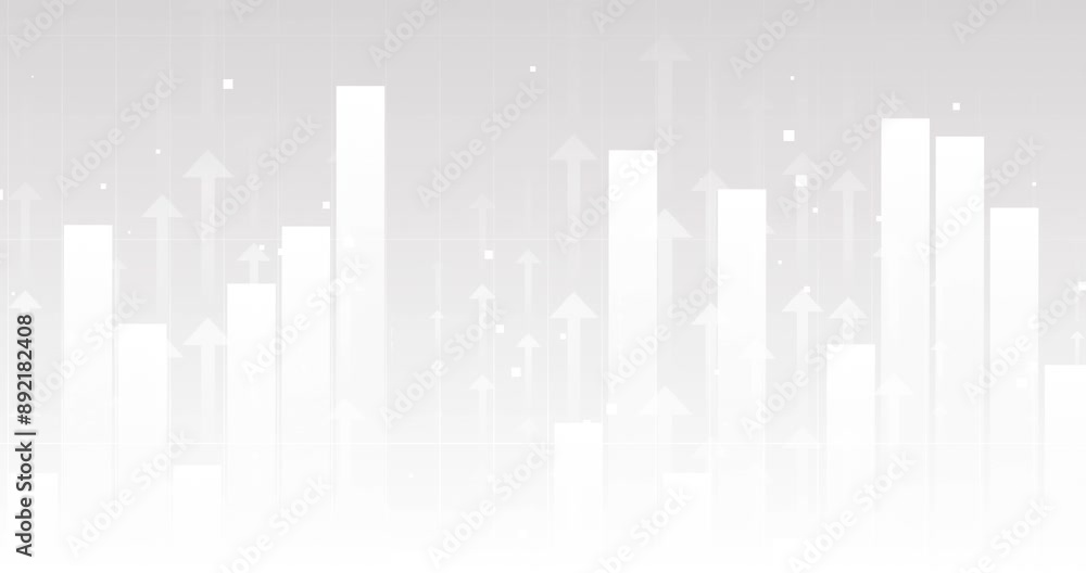 4k White light grey abstract business animated background. Charts ...