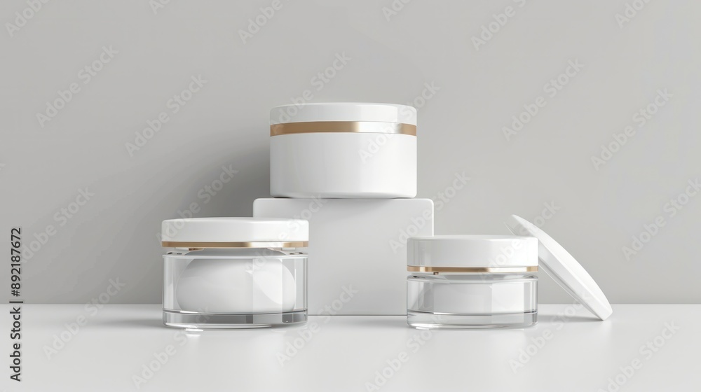 Lotion bottle, cream jar. Beauty cosmetic package design. Realistic ...