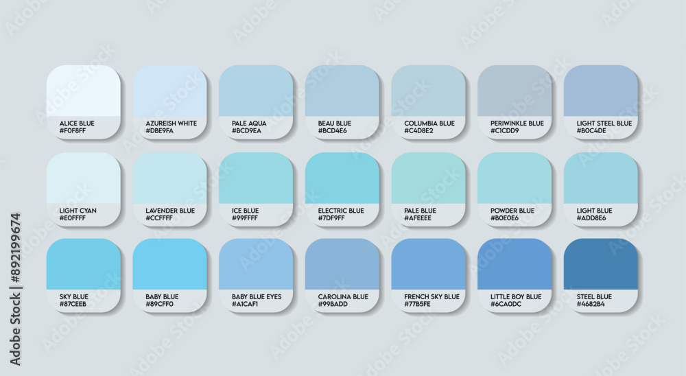 Baby Blue Color Palette, Baby Blue Color Guide Palette with Color Names ...