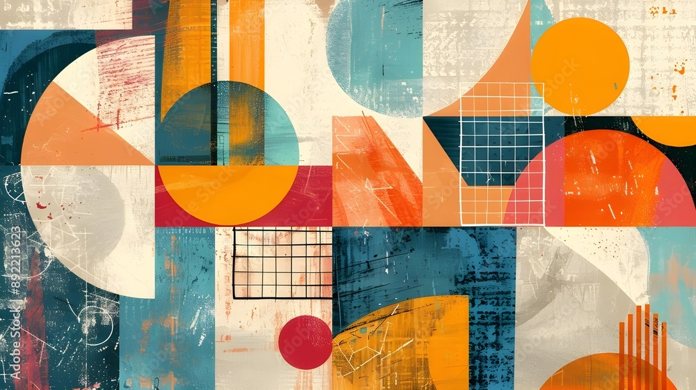 Abstract modern art from the mid-1900s set against a bohemian backdrop ...