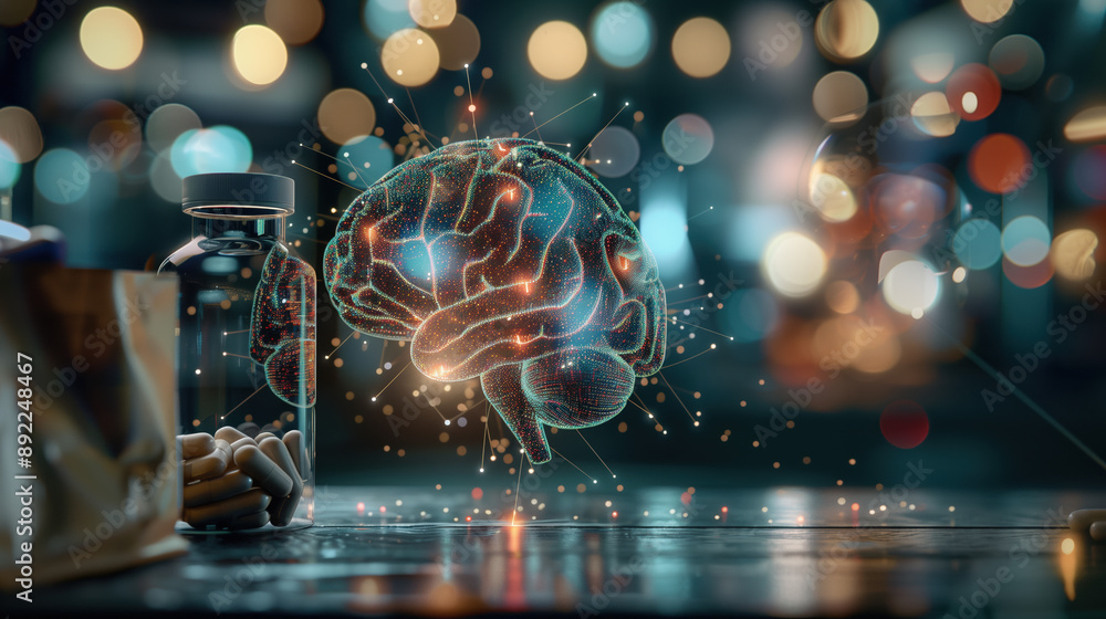 Vitamin B1 Supplement Enhancing Nerve Function, Detailed Neurons and ...