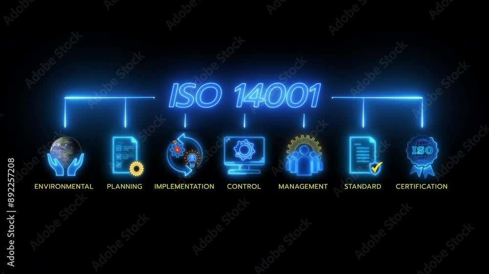 ISO 14001 icons. International Organization for Standardization sign ...
