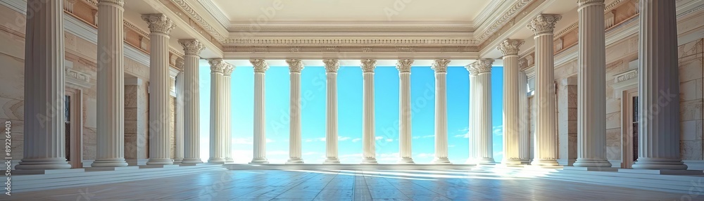 Classical building with symmetrical columns and pediments, showcasing ...