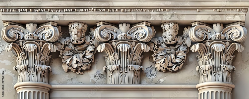 Detailed Corinthian column with acanthus leaves and elaborate designs ...