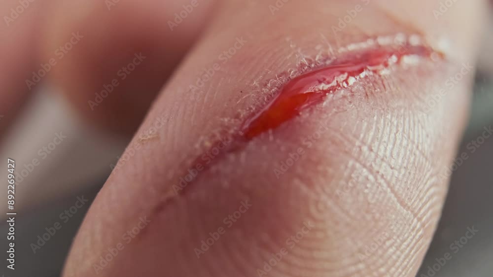 Deep injury on Human Skin Surface, Fresh Blood on Skin, Medical ...