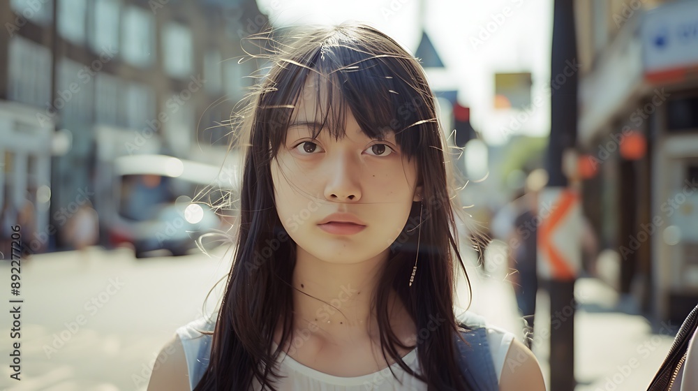 Full body shot photo of a beautiful 21-year-old Chinese girl with big ...