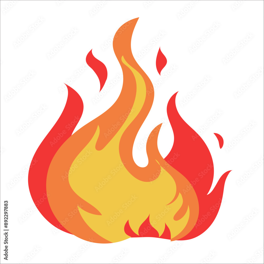 Fire flame vector image, yellow orange red flame clip art isolated on ...