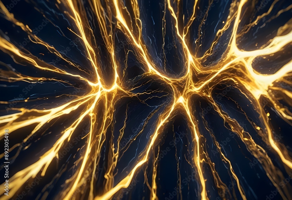 Gold electric spark abstract background with jagged edges and sharp lines, simulating the ...