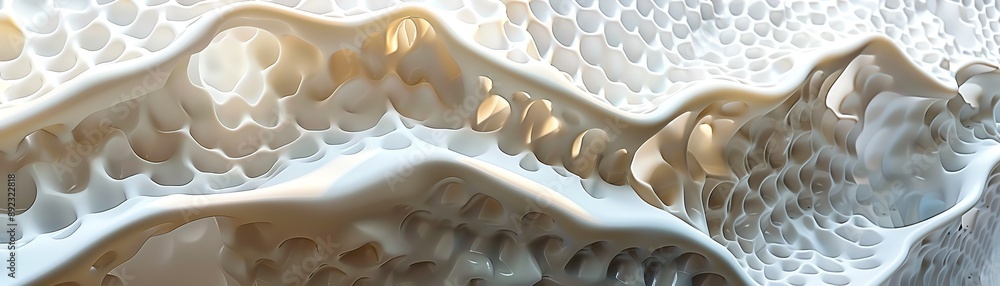 Dynamic 3D wave of interlocking white hexagons, creating a flowing ...