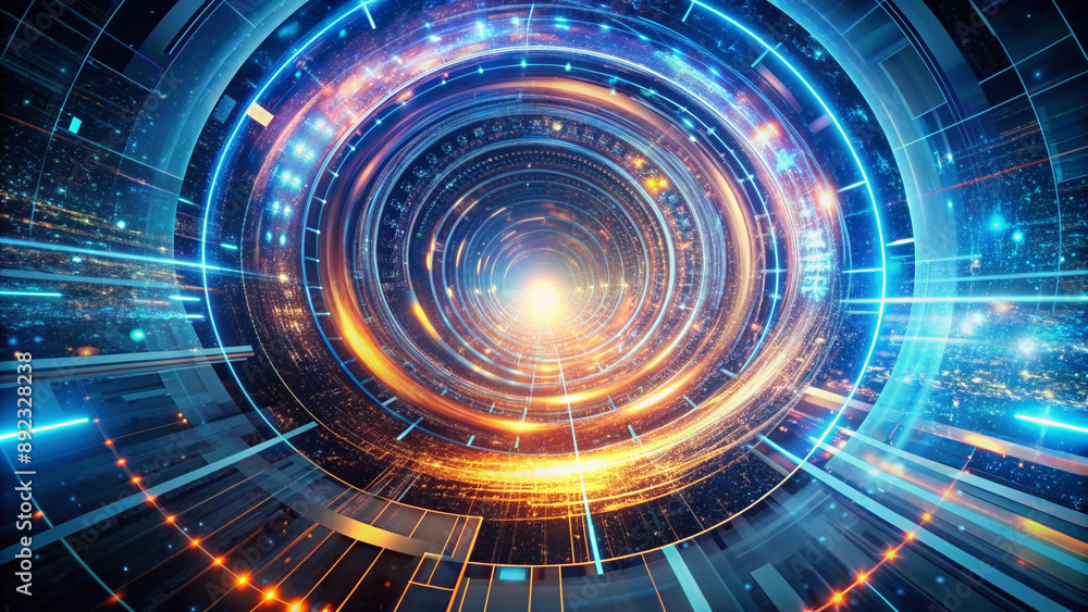 A futuristic digital roadmap unraveling into a mesmerizing vortex ...