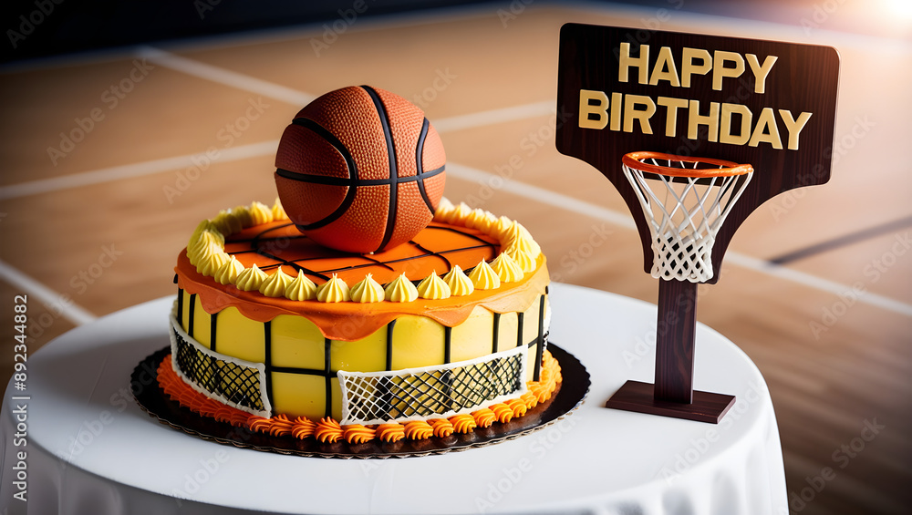 A vibrant and colorful photography of a birthday cake tailored for a ...