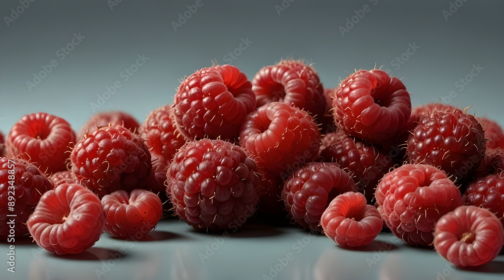 Raspberry raspberries, many angles and view side top front group pile ...