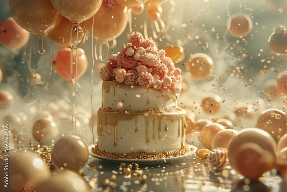 Celebrate a Joyful Anniversary with Stunning Decorations A Cake Covered ...