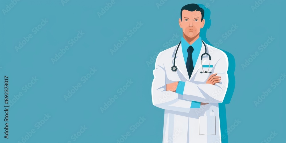 Abstract Medical Illustration: Confident Male Doctor Standing with ...