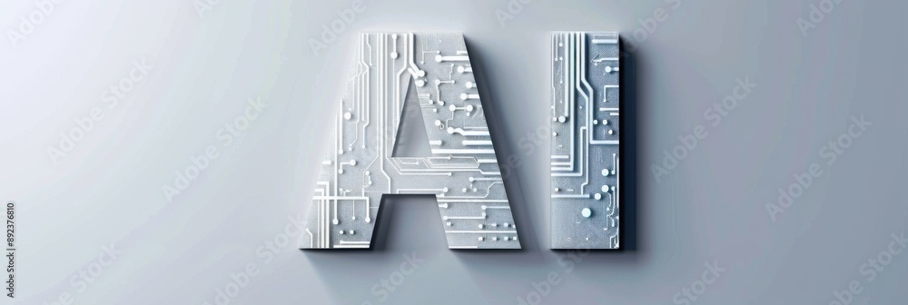 AI, Artificial Intelligence. Letters AI made from microchips on a white ...