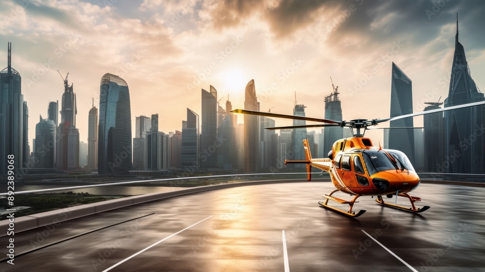 photograph of a private hospital helicopter landing on a rooftop ...