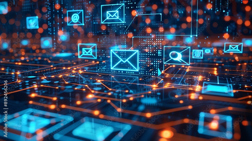 Email symbol. Low poly wireframe vector illustration. Concept of postal ...