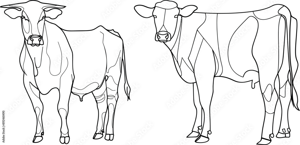 One line continuous drawing of a cow. Bull symbol. Farm animal ...