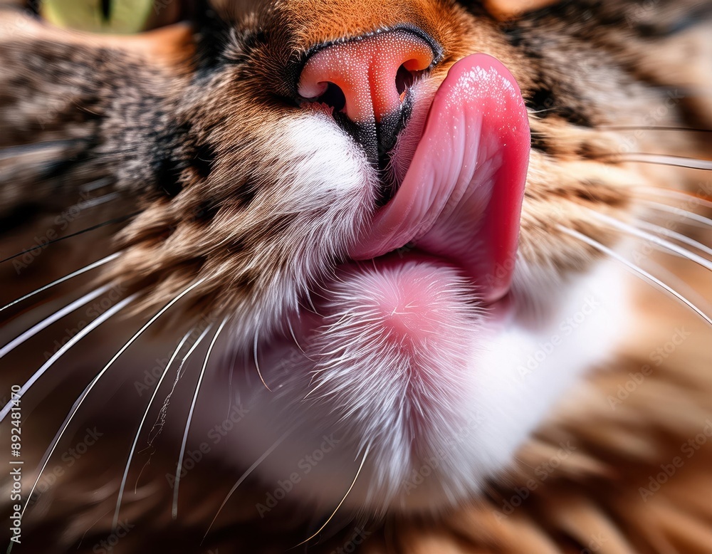 Cat's Tongue Close-Up: A Detailed Look at the Spiky Surface Stock Photo | Adobe Stock