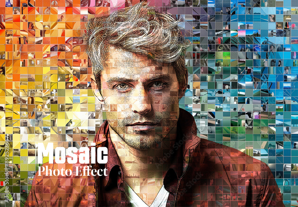 Mosaic Photo Effect with Ai Elements Stock Template | Adobe Stock