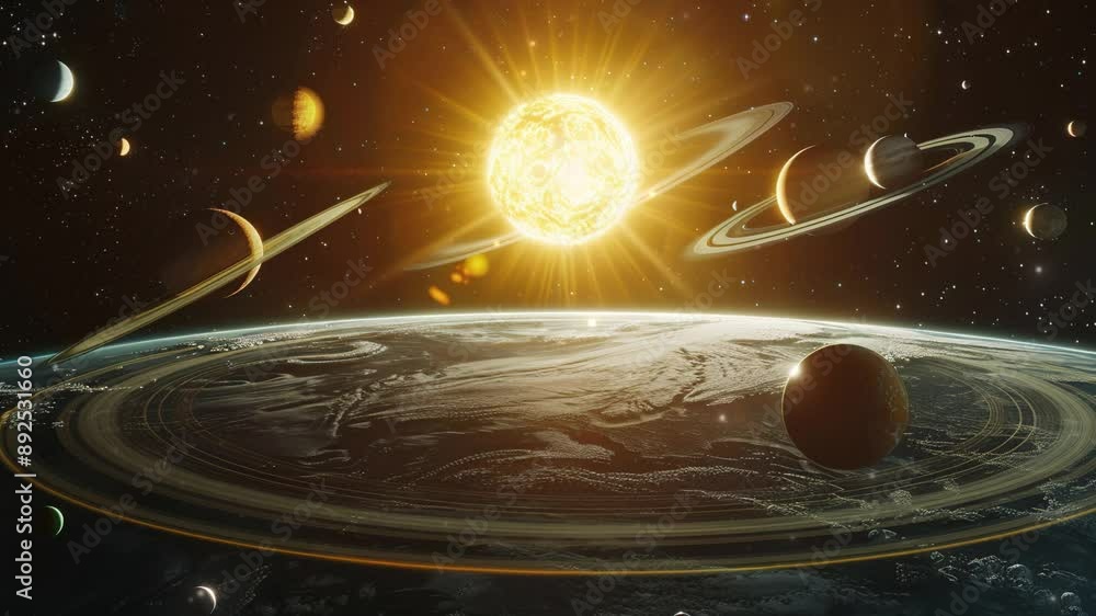 Solar system planets in deep space. Backdrop of a solar system with ...