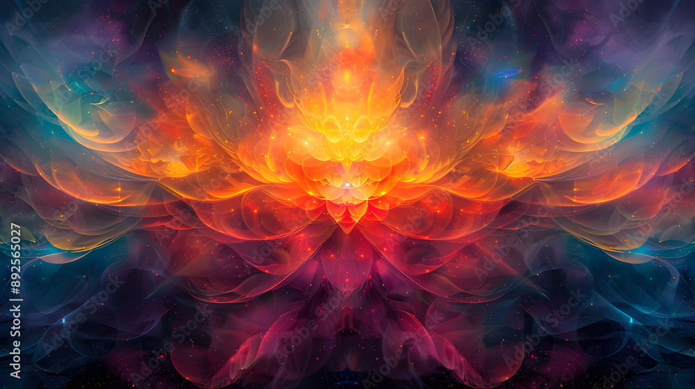 Mesmerizing digital artwork featuring a vibrant interplay of geometric ...