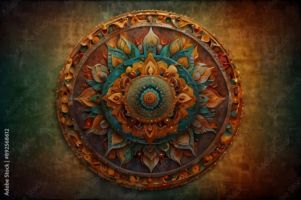 mandala colorful vintage art, ancient Indian vedic background design ...