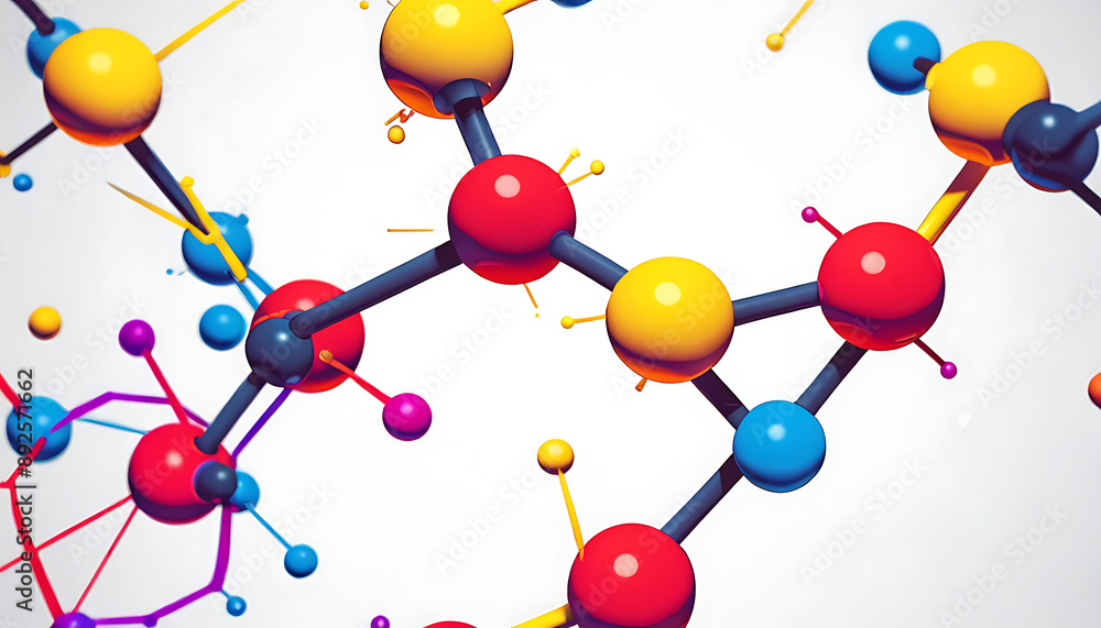 An abstract depiction of molecular structures and bonds, using ...
