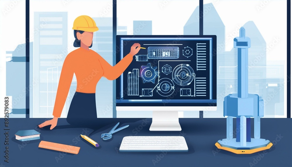 Engineering designer design 3D CAD software program Industrial engine ...