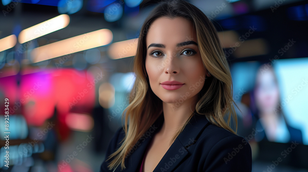 portrait of woman news anchor , news backdrop for TV shows, visual news ...