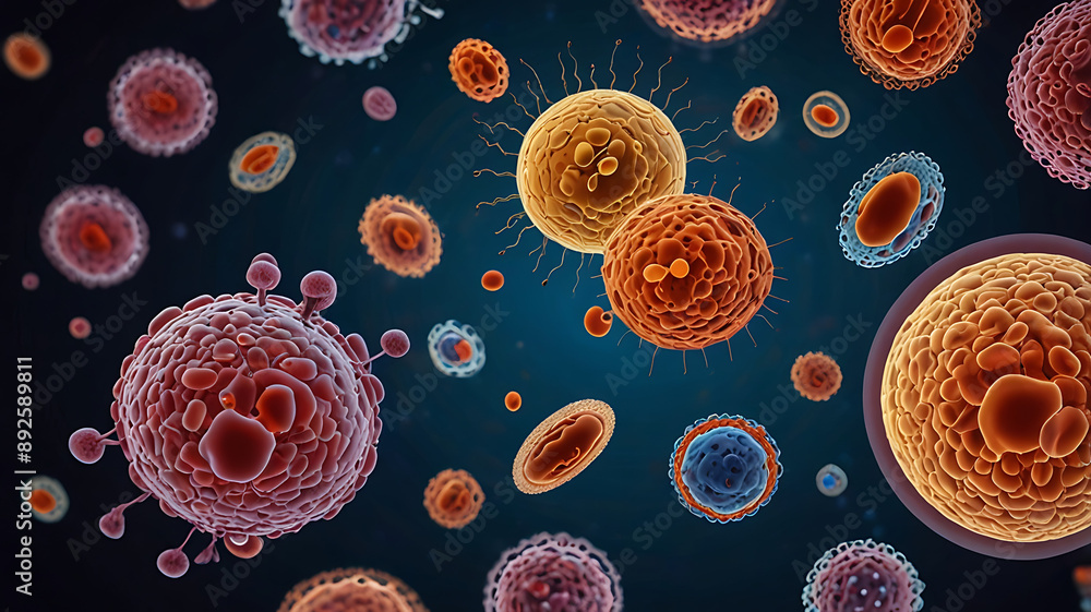 An illustration of stem cells transforming into different types of ...