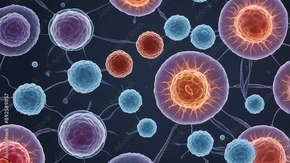 An illustration of stem cells transforming into different types of ...