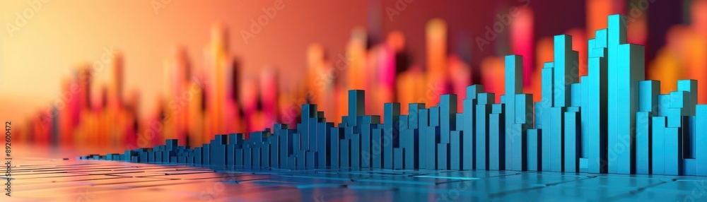 Rising stocks flat design side view business theme 3D render Split ...