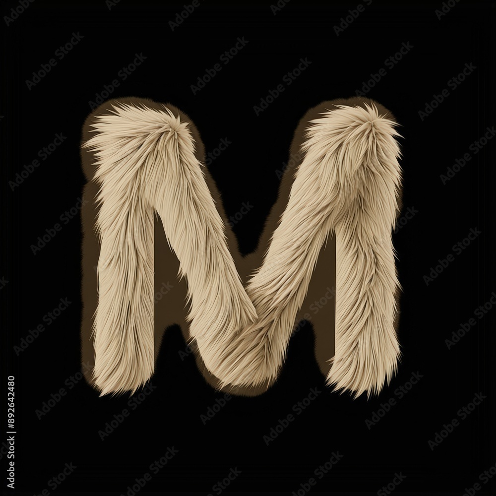 Letter M. Fluffy, furry, fuzzy, plushy Artstyle . typography font ...