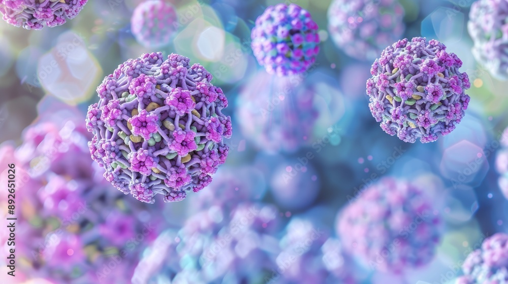 Conceptual image of HPV viruses, highlighting their connection to ...
