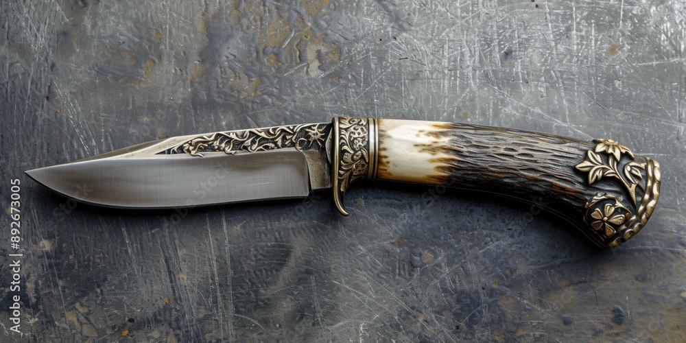 Vintage collectible knife with a large blade. Cold weapon. Rarity. AI ...