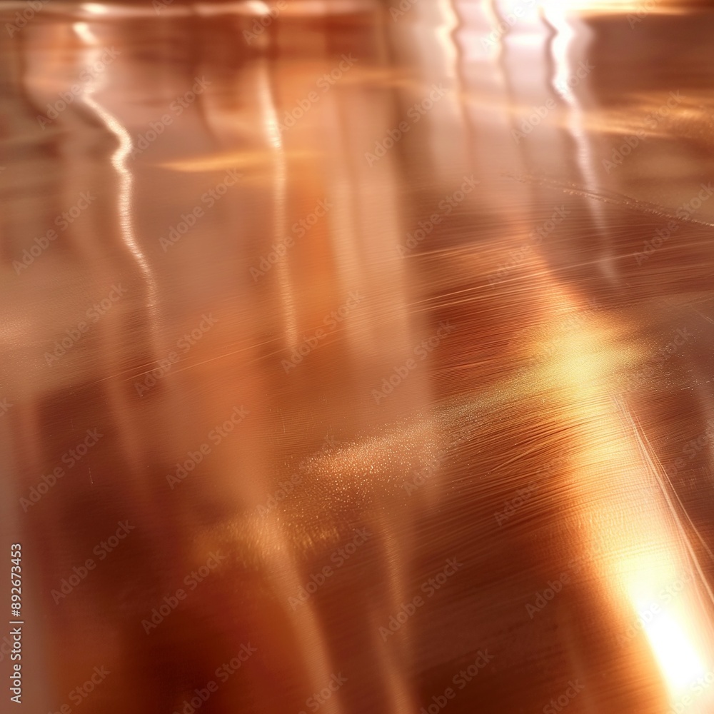 Flat surface of copper metal with no scratches or marks, highlighting a ...