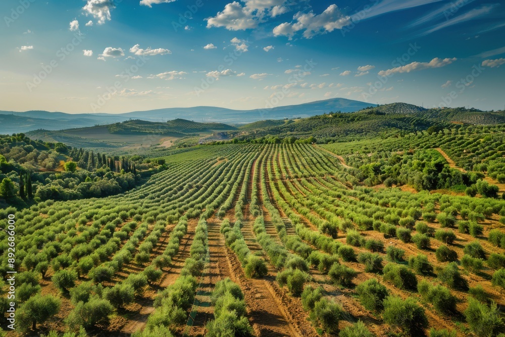 Bird's eye view of turkey's olive orchards for the creation of premium ...
