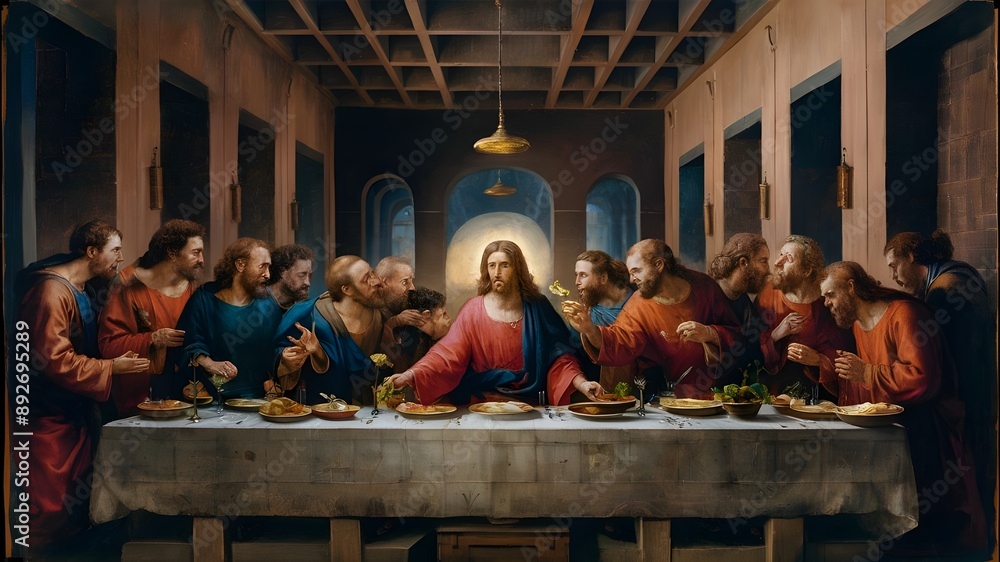 The Last Supper," where Jesus dines with his twelve apostles. Jesus ...