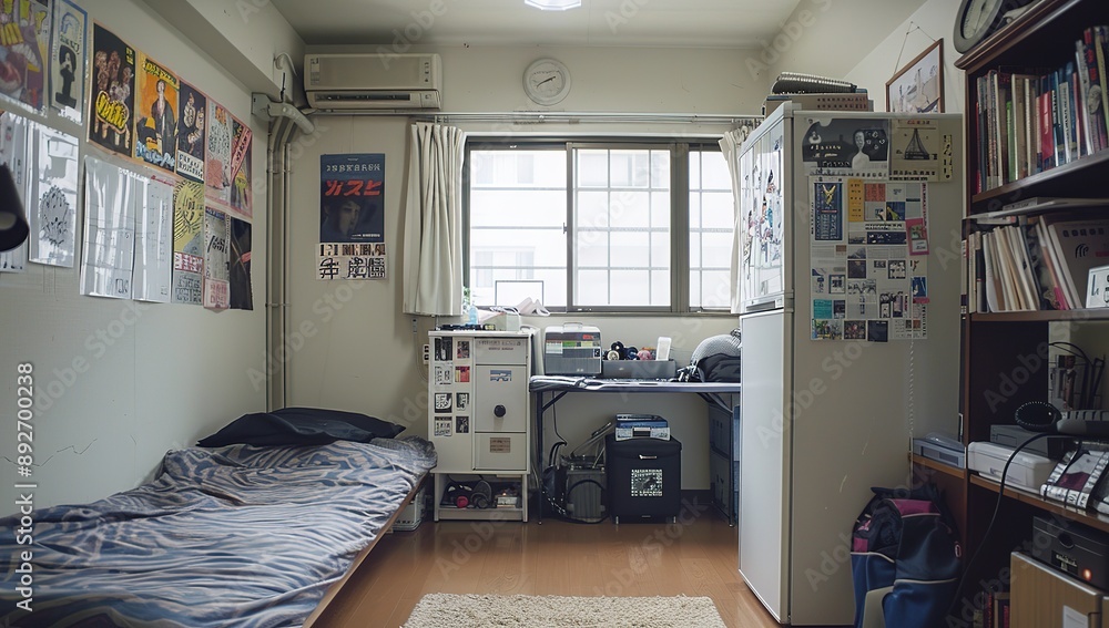 Bright and Inviting University Dorm Room in Japan with Wooden Furniture ...