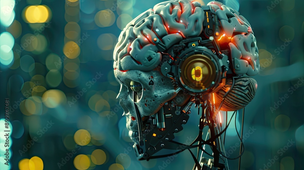 3D Illustration Brain Interconnected with AI - Artificial Intelligence ...