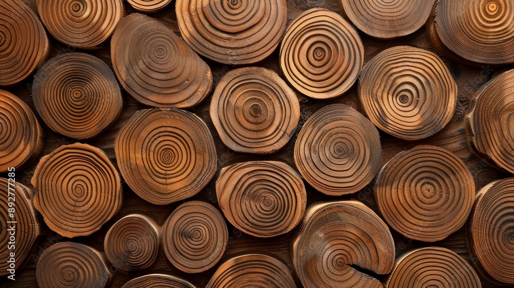 Artistic wooden background crafted from crosscut wood with ring ...