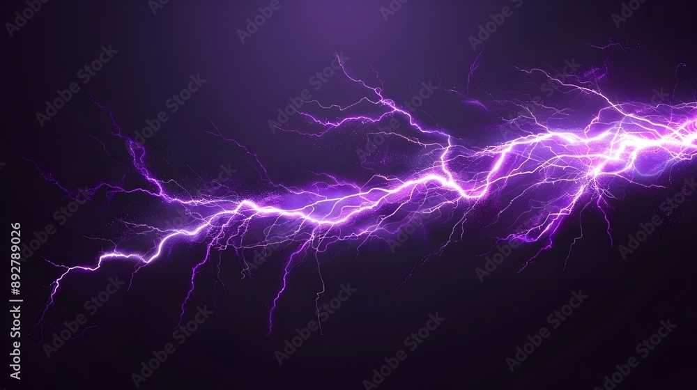 ภาพประกอบสต็อก Purple thunderbolt strikes with lightning at night ...