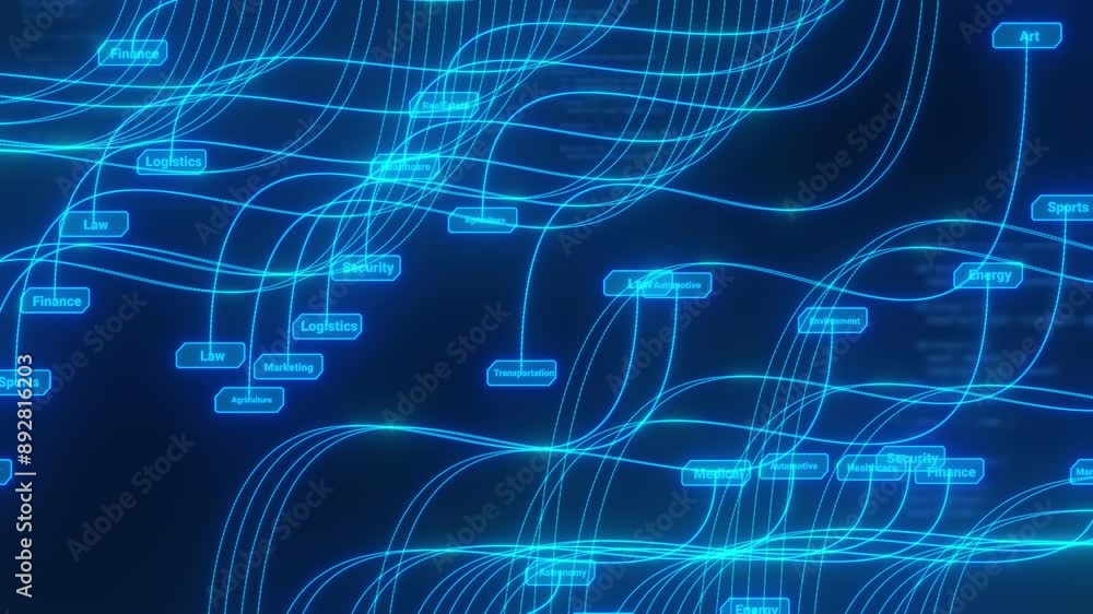 Deep learning Big data technology and data science abstract background..AI Data flow concept ...