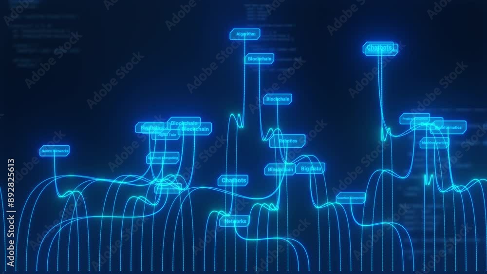 Deep learning Big data technology and data science abstract background..AI Data flow concept ...