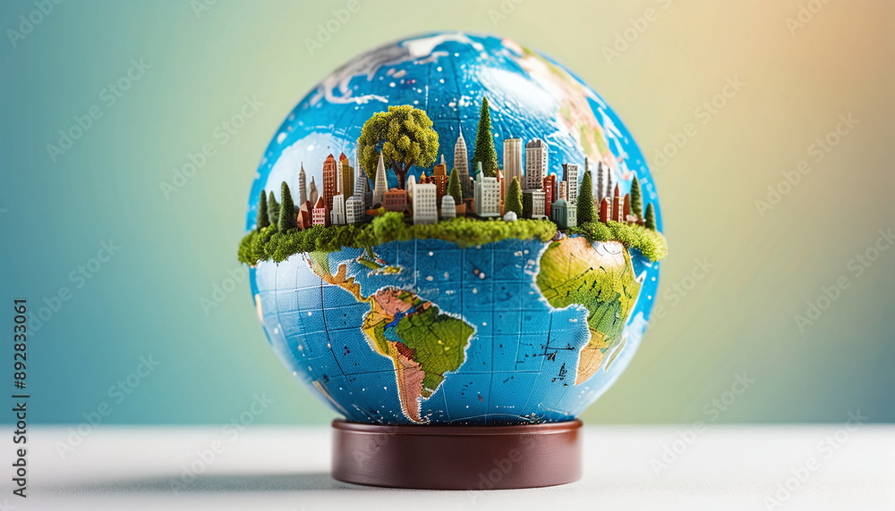 illustrative conceptual representation of planet earth in miniature ...